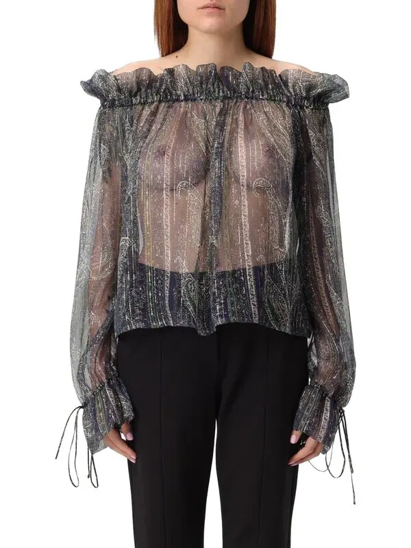Saint Laurent Silk Blend Top - Multicolor