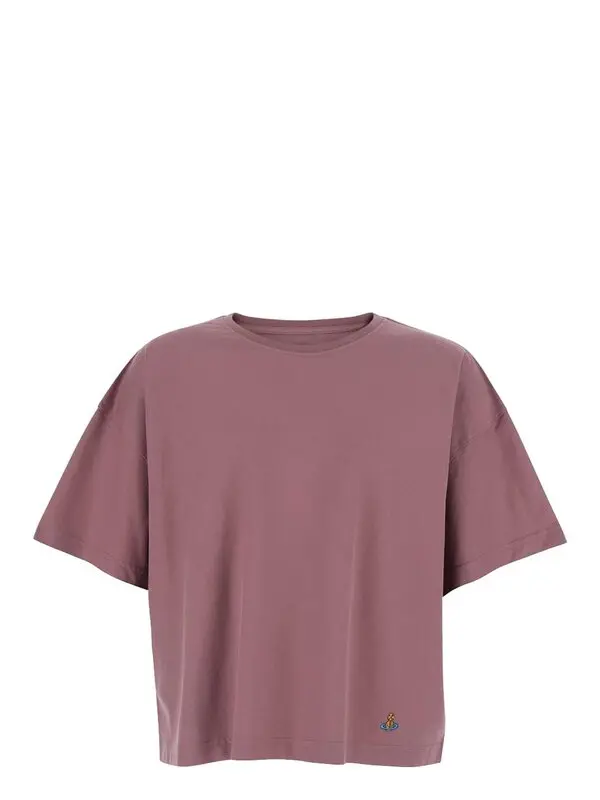 VIVIENNE WESTWOOD Pink Crew Neck T-shirt With Orb Logo Detail On The Front In Cotton For - Multicolor