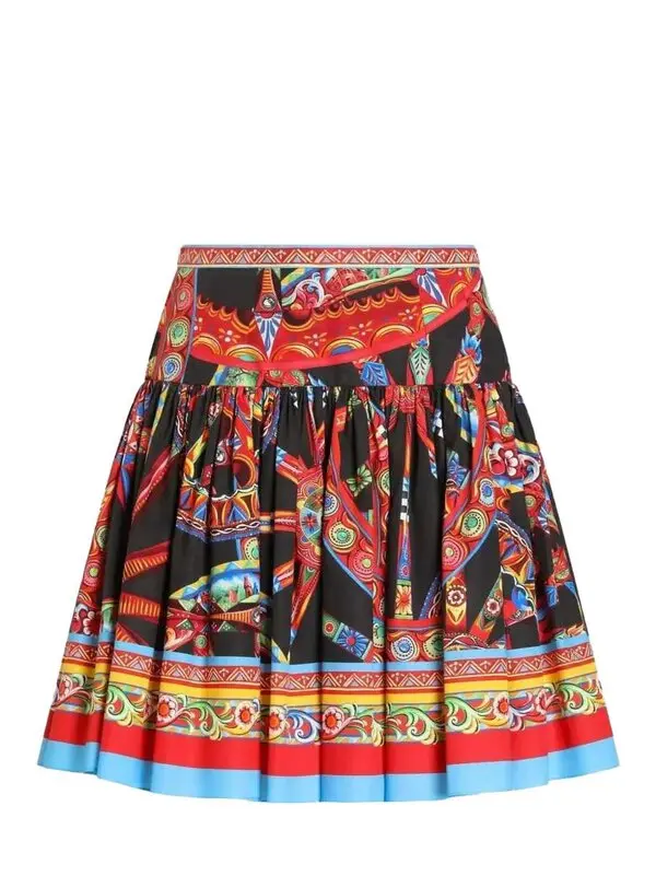 Dolce & Gabbana Poplin Miniskirt With Carretto Print - Multicolor