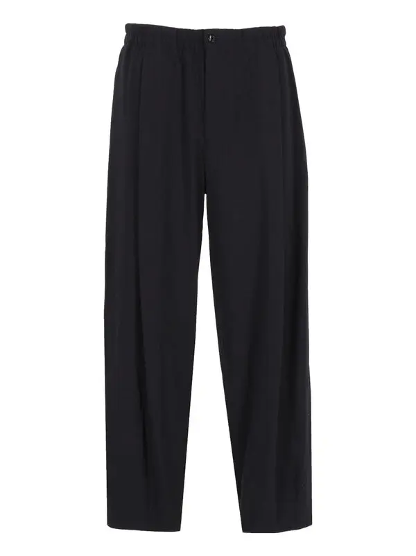 Giorgio Armani Virgin Wool Crepe Single-pleated Trousers - Blue