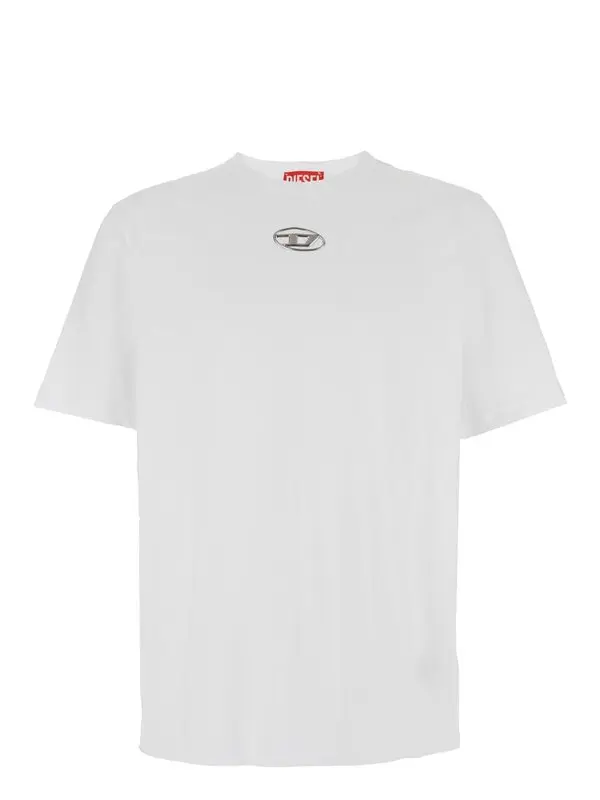 DIESEL® T-adjust-od' White T-shirt With Logo Patch On The Front In Cotton - Multicolor