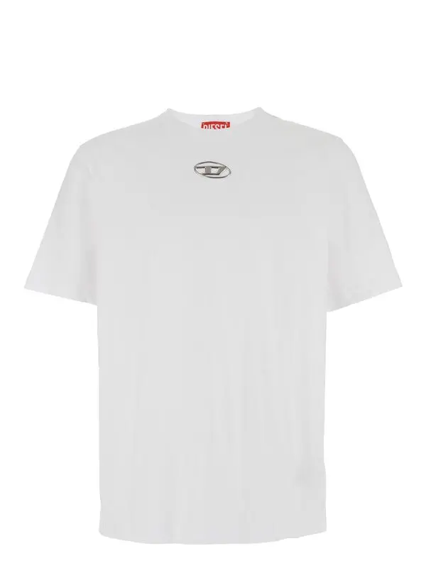 DIESEL® T-adjust-od' White T-shirt With Logo Patch On The Front In Cotton - Multicolor