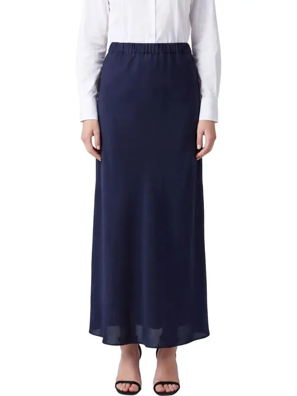 Max Mara High-waisted Silk Crêpe Pencil Maxi Skirt - Blue