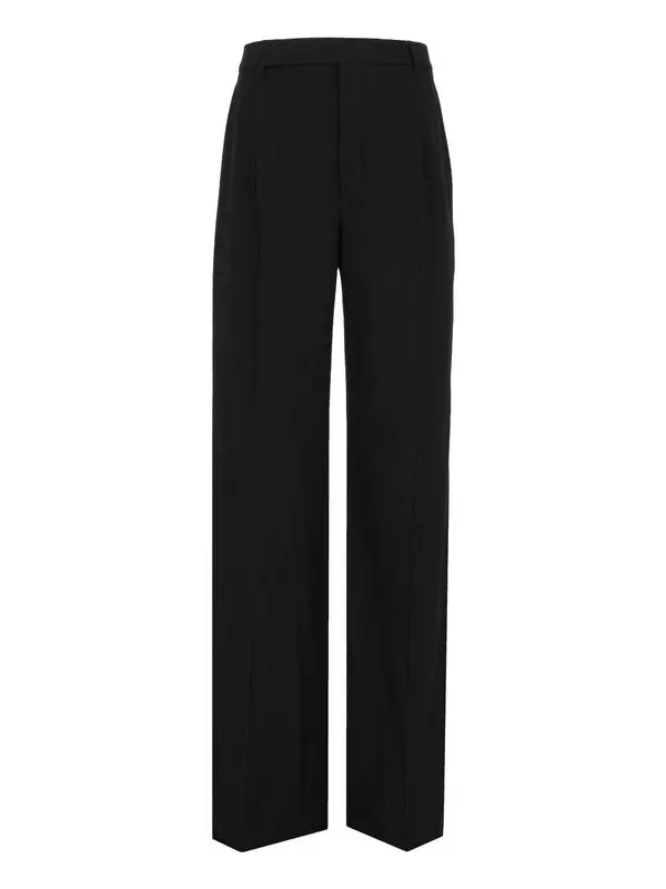 Saint Laurent Flowing Virgin Wool Trousers - Black