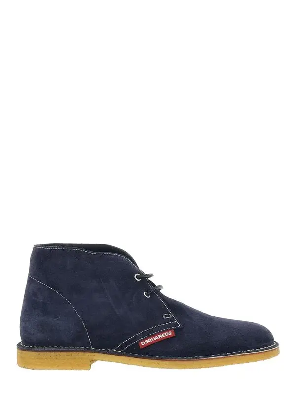 Dsquared2 Blue Lace-up With Logo Patch On The Side And Contrast Stitching In Suede For - Multicolor
