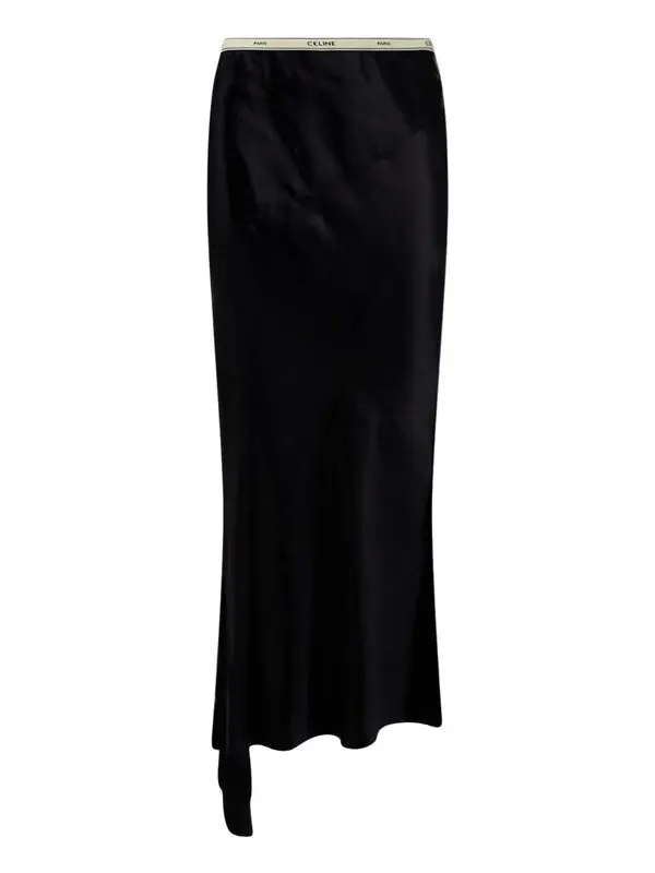 Celine Viscose Satin Midi Skirt - Black