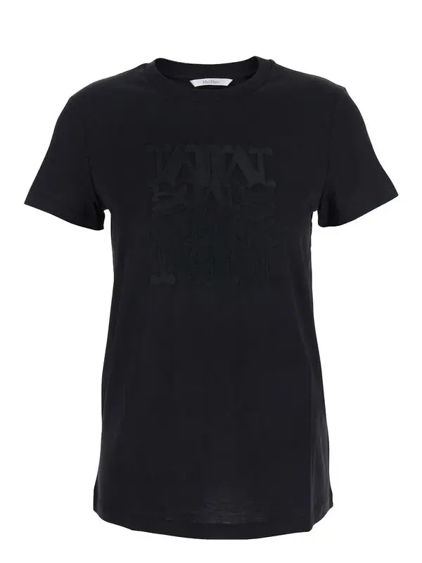 Max Mara Cotton Crew Neck T-shirt With Logo - Black