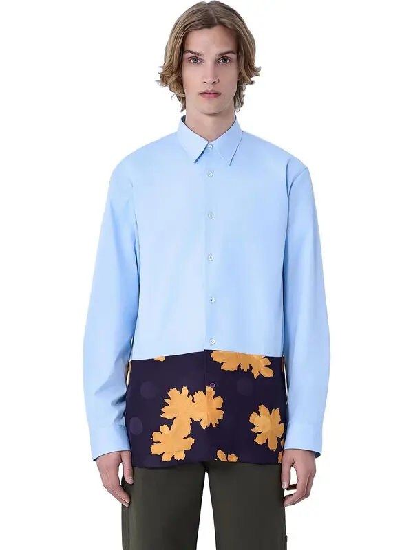 Dries Van Noten Contrast Cotton Shirt - Blue