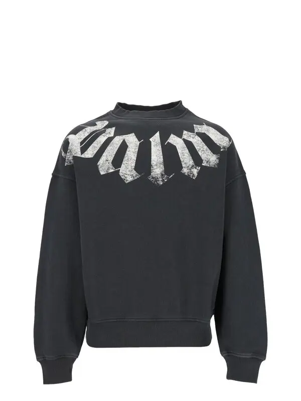 Palm Angels Cotton Oversized Sweatshirt With Lettering - Black