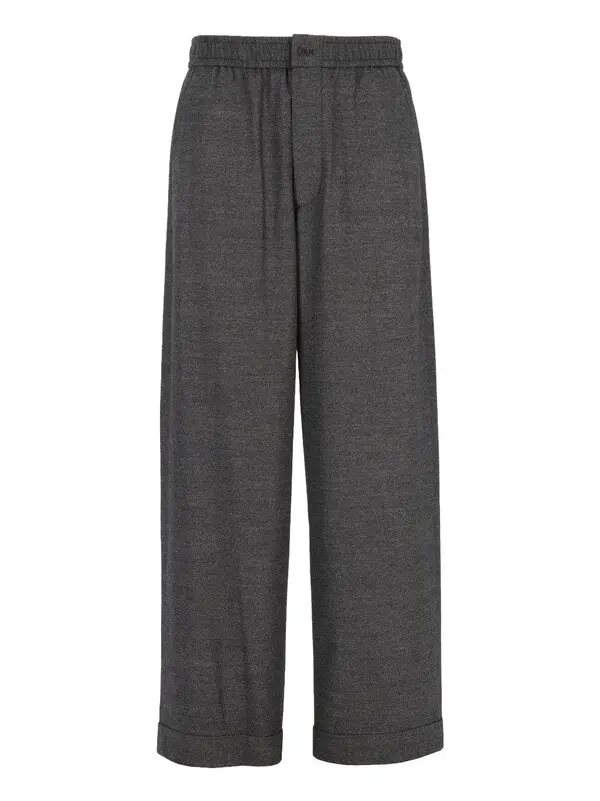 Giorgio Armani Oversized Denim-effect Virgin Wool And Cashmere Trousers - Gray
