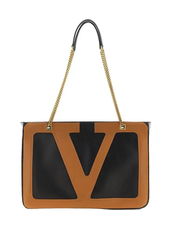 Valentino Garavani Leather Shopper Bag - Brown