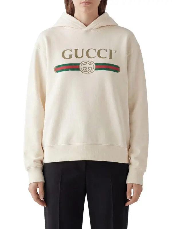 Gucci Cotton Cashmere Hooded Sweatshirt - White
