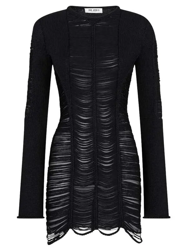 Attico Fringe Mini Dress - Black