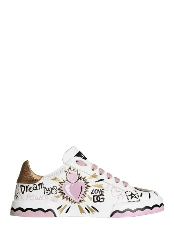 Dolce & Gabbana Portofino Printed Sneakers - White