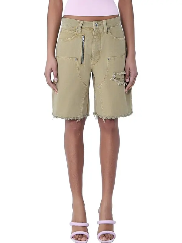 Alexander Wang Frayed Hem Denim Shorts - Cream