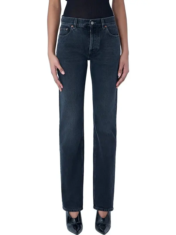 Saint Laurent Straight High Rise Jeans - Black