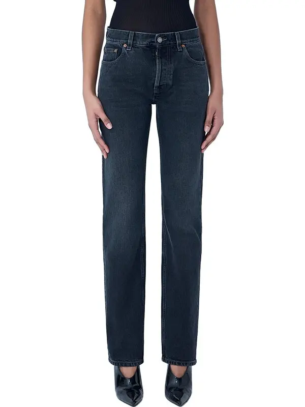 Saint Laurent Straight High Rise Jeans - Black