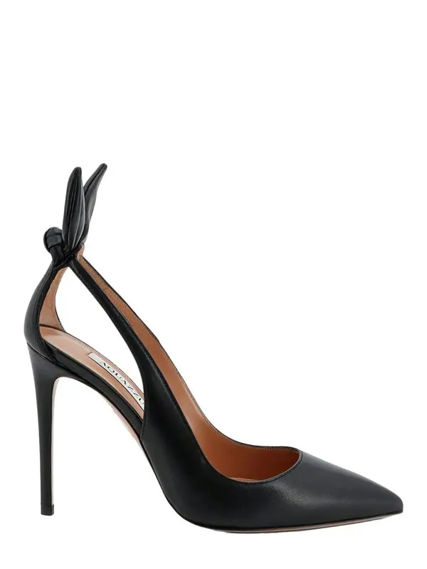 AQUAZZURA Leather Bow Tie Pumps - Black