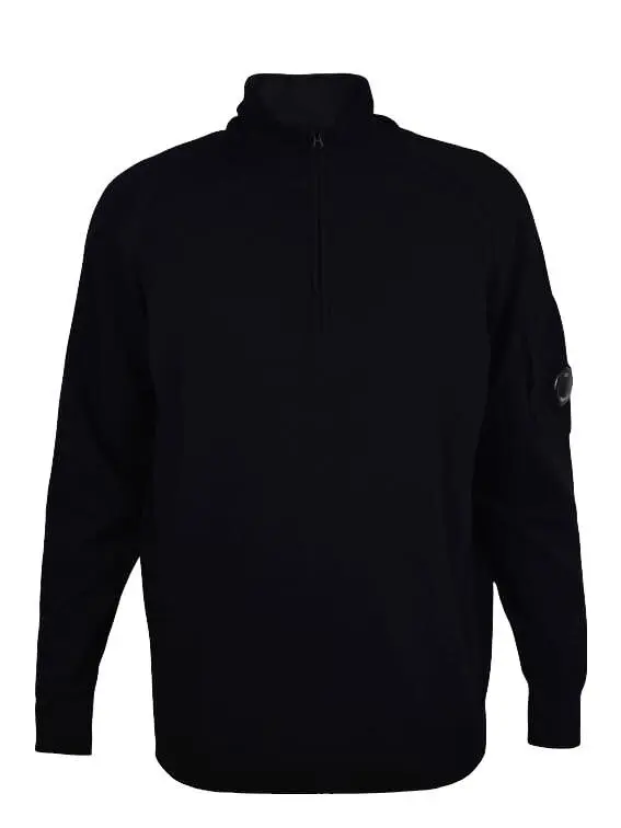 C.P. COMPANY Half-zip Knit Pullover - Black