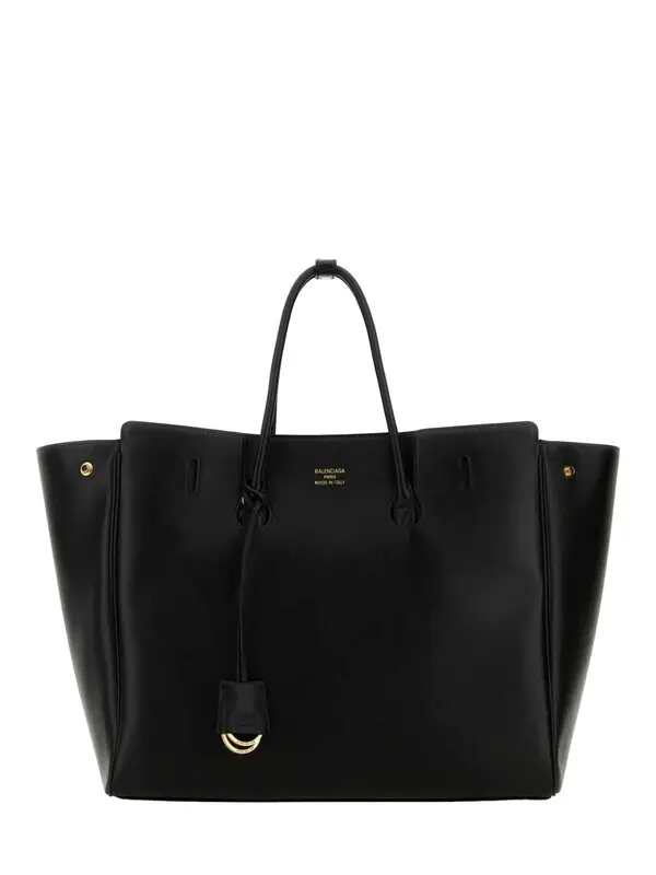 Balenciaga Leather Carry All Hampton Shopping Bag - Black