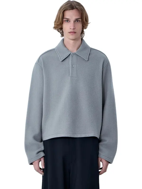 RIER Oversized Polo Knit Jumper - Gray