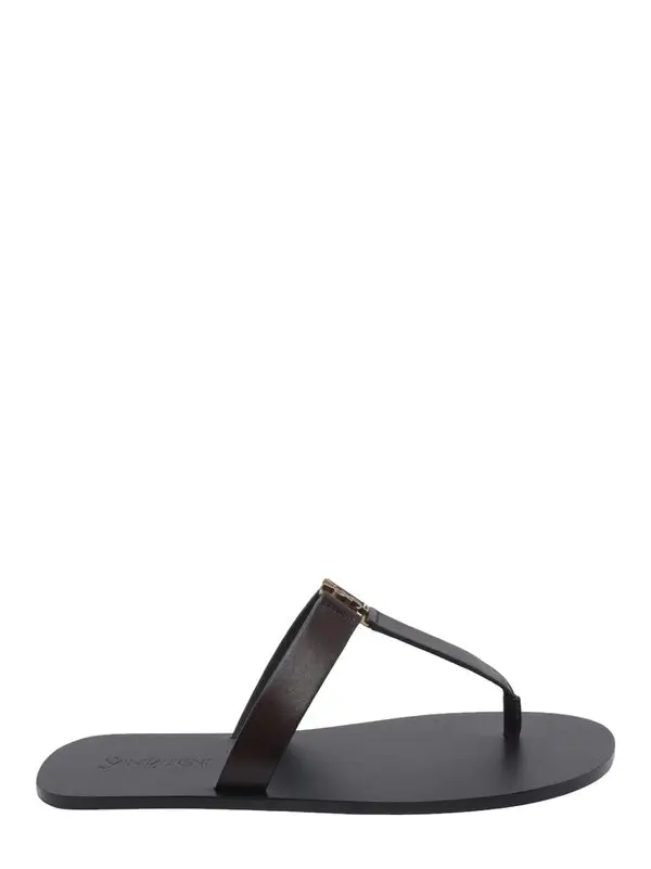 Saint Laurent Leather Flip Flop Sandals - Brown
