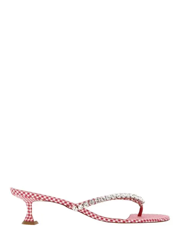 Amina Muaddi Embroidered Fabric Thong Mules - Multicolor