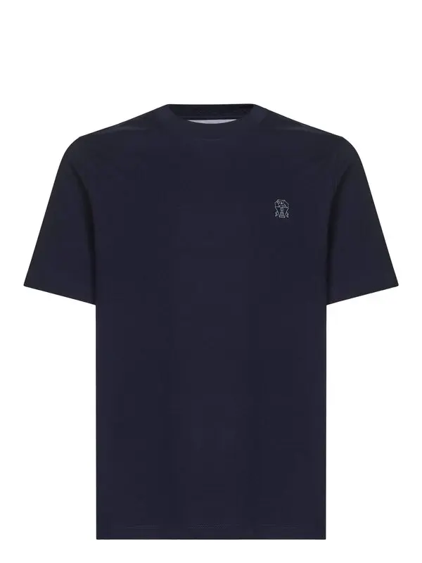 Brunello Cucinelli Blue Solomeo Crest T-shirt - Multicolor