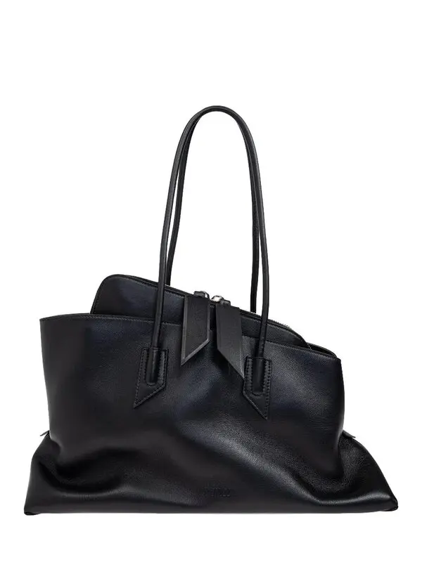 Attico La Passeggiata Leather Shoulder Bag - Black