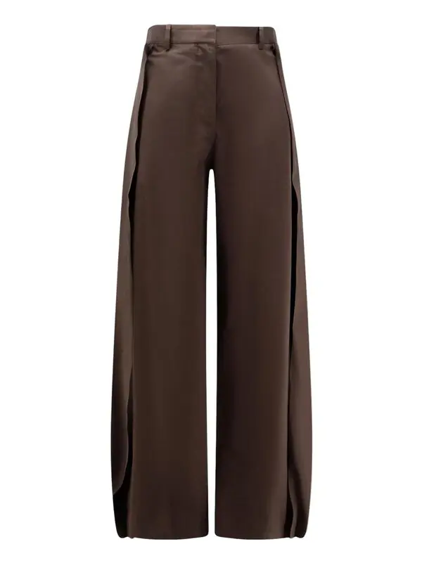 Loewe Cotton And Silk Blend Trousers - Brown