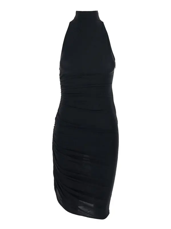 Jacquemus La Robe Piazza Courte' Black Dress With High Neck And Ruffle Details In Black Fabric - Multicolor
