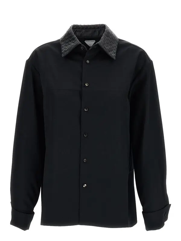 Bottega Veneta Intrecciato Weave Collar Shirt - Multicolor