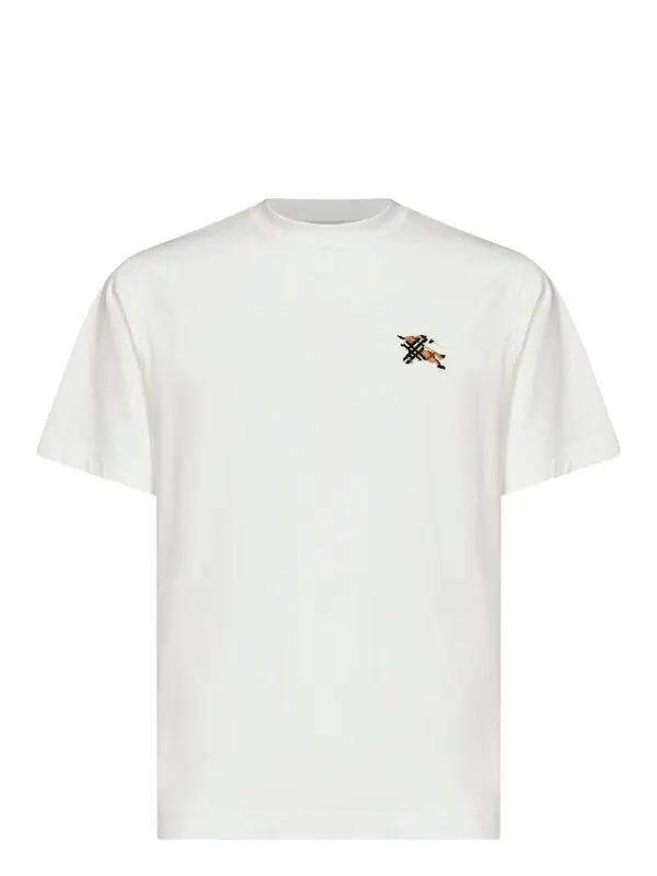 Burberry Chalk White Cotton T-shirt With Knight Patch - Multicolor