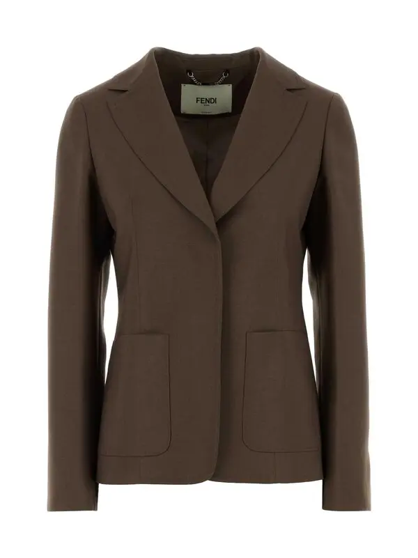 Fendi Mud Wool Blend Blazer - Brown