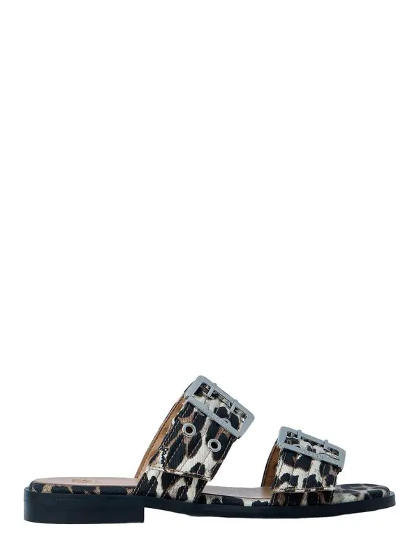 GANNI Buckle Two Strap Sandals - Brown