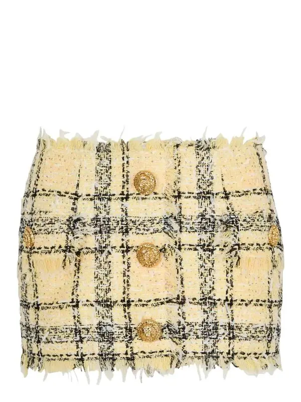 Balmain Tweed Skirt With Gold-colored Buttons - Multicolor