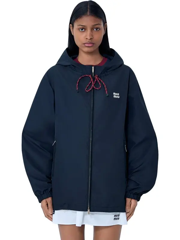 Miu Miu Technical Fabrication Hooded Zip Jacket - Blue