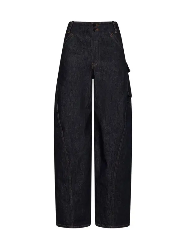 SELF-PORTRAIT Indigo Denim Cargo Jeans - Multicolor