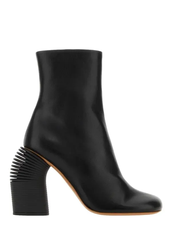 Off-White Leather Spring Ankle Boots - Black