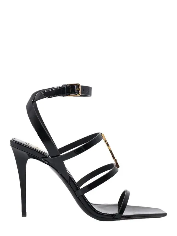Saint Laurent Cassandra Patent Leather Sandal - Black
