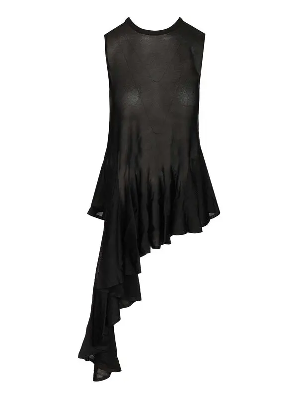 Alaïa Asymmetrical Viscose Knit Top With Godet - Black