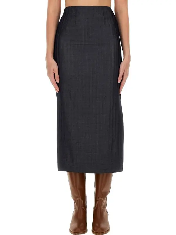Etro Wool Blend Pencil Skirt - Gray