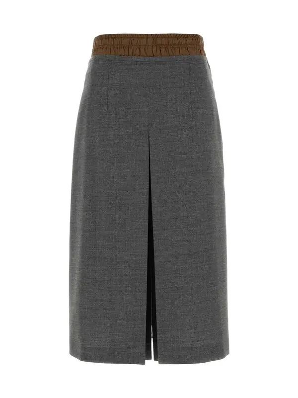 Prada Dark Grey Wool Skirt - Gray