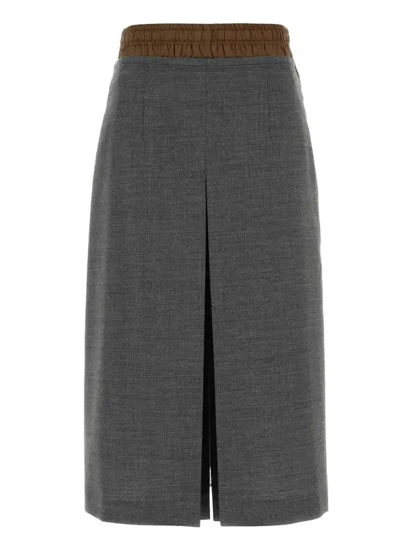Prada Dark Grey Wool Skirt - Gray