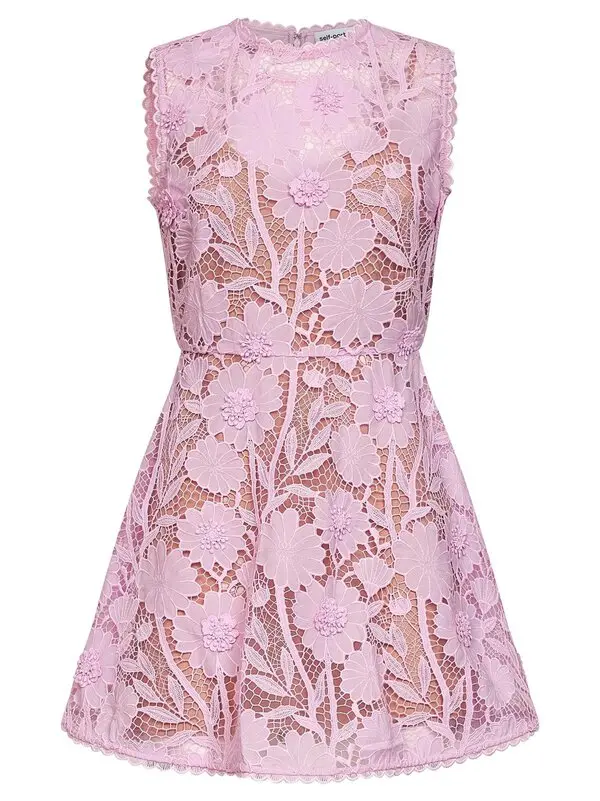SELF-PORTRAIT Macramé Lace Mini Dress - Multicolor
