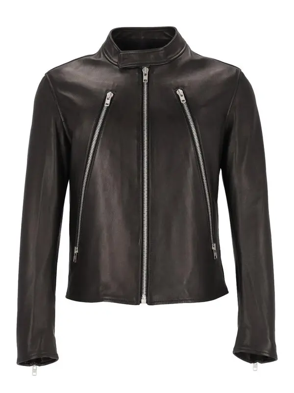 MAISON MARGIELA Leather Biker Jacket - Black