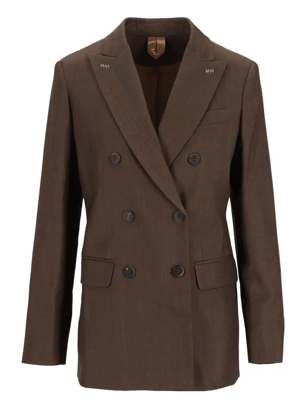 Max Mara Double-breasted Wool Gabardine Blazer - Brown