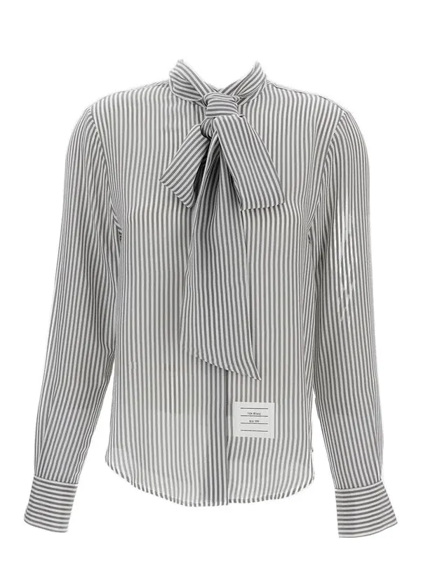 Thom Browne Striped Silk Detachable Collar Shirt - Multicolor