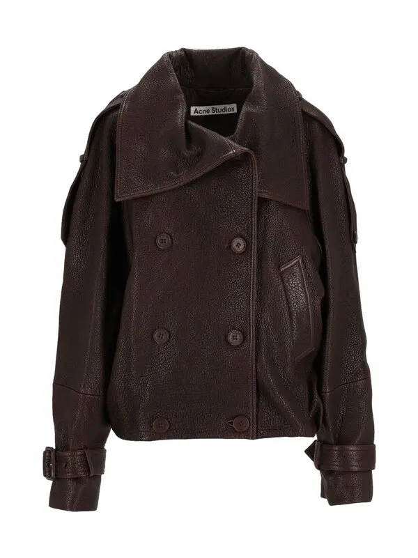 Acne Studios Full Grain Leather Jacket - Brown