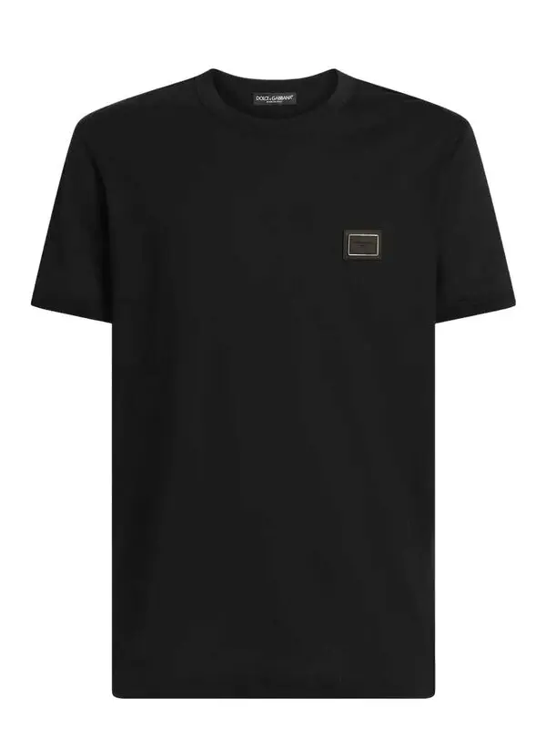 Dolce & Gabbana Cotton T-shirt With Logo Plaque - Black